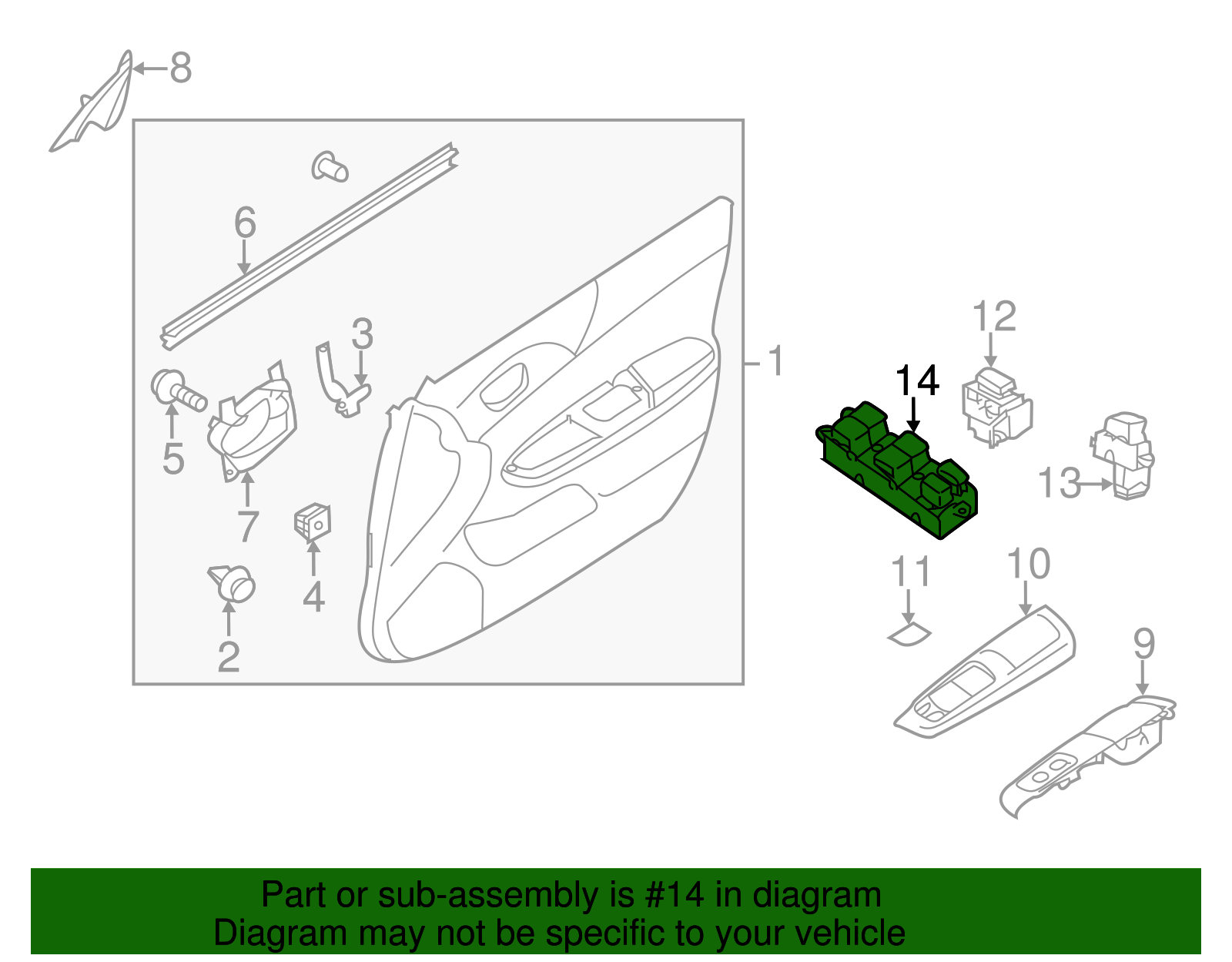 83071FG150 - Window Switch 2011-2014 Subaru Impreza | Subaru Parts Exchange