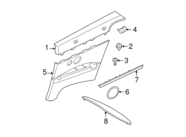 51439150929 - 2007-2013 BMW Upper Quarter Trim (51-43-9-150-929) | BMW ...