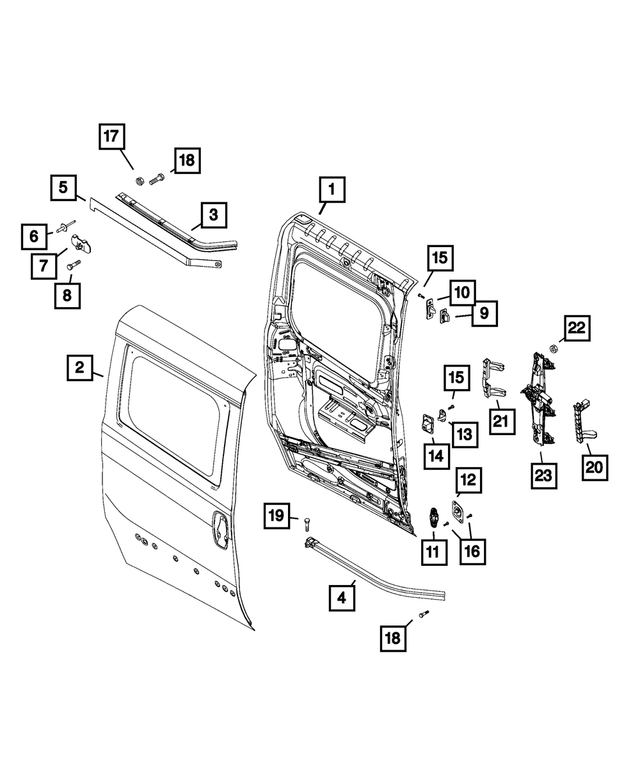 2015 Ram ProMaster City Rear Door Outer Repair Panel, Right 68266390AA ...