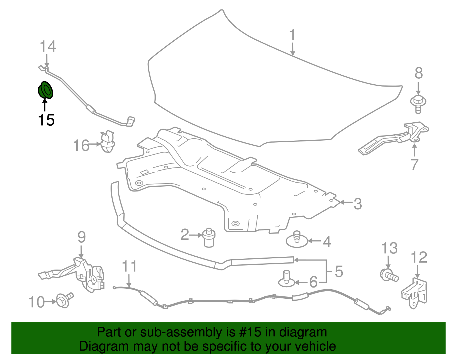 OEM 2001-2025 Honda Support Rod Grommet 91604-S5A-003 | Honda Automotive Parts