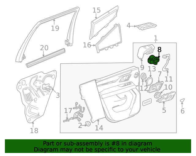2020-2024 GM Black Rear Side Door Window Switch 84567042 ...