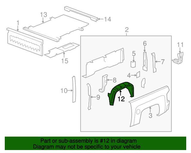 23201348 - Driver Side Truck Bed Wheel Housing Panel 2014-2019 ...
