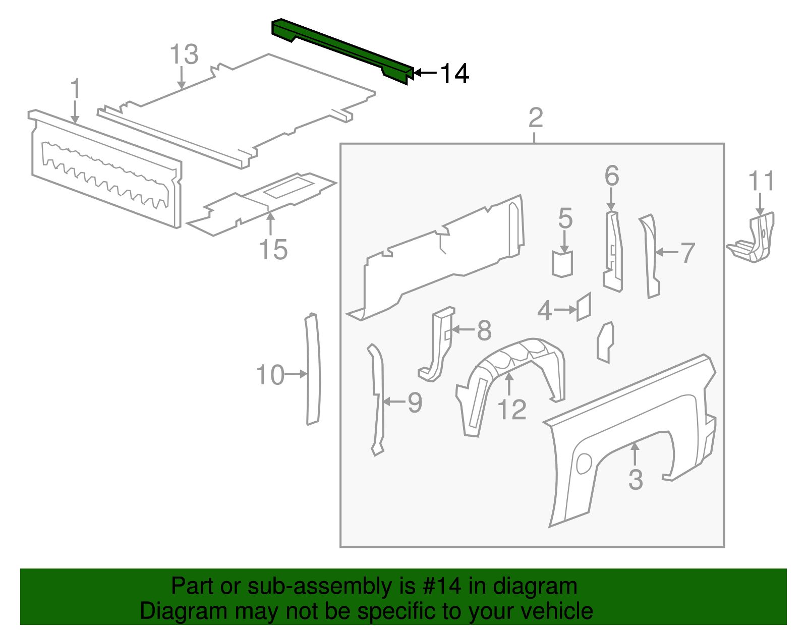 2014-2019 GM GM 23355803 Rear Pickup Box Cross Sill with Reinforcements ...