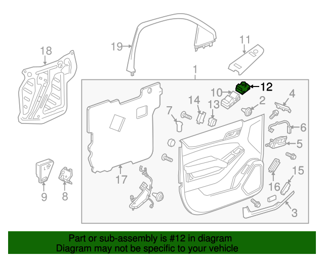 2019-2020 GM Black Carbon Metallic Door Mirror Remote Control Switch ...
