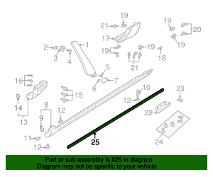 2002-2008 Audi Rocker Panel Molding Trim Insert 8E0-853-986-B-7DL | OEM ...