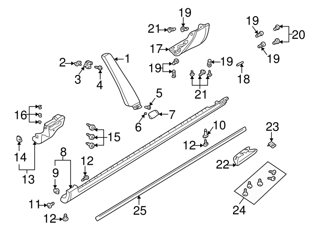 2002-2008 Audi Rocker Panel Molding Trim Insert 8E0-853-985-B-7DL ...