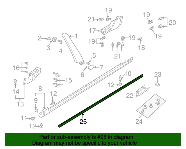 2002-2008 Audi Rocker Panel Molding Trim Insert 8E0-853-986-B-7DL | OEM ...