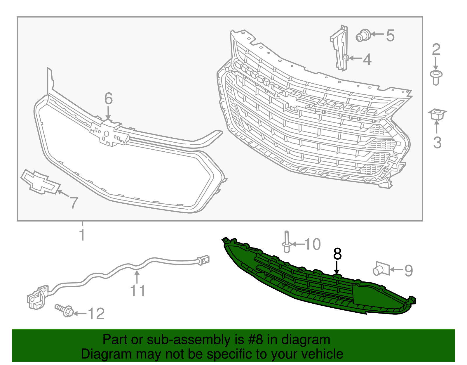 2018-2021 Chevrolet Traverse Front Lower Grille 84402021 GM ...