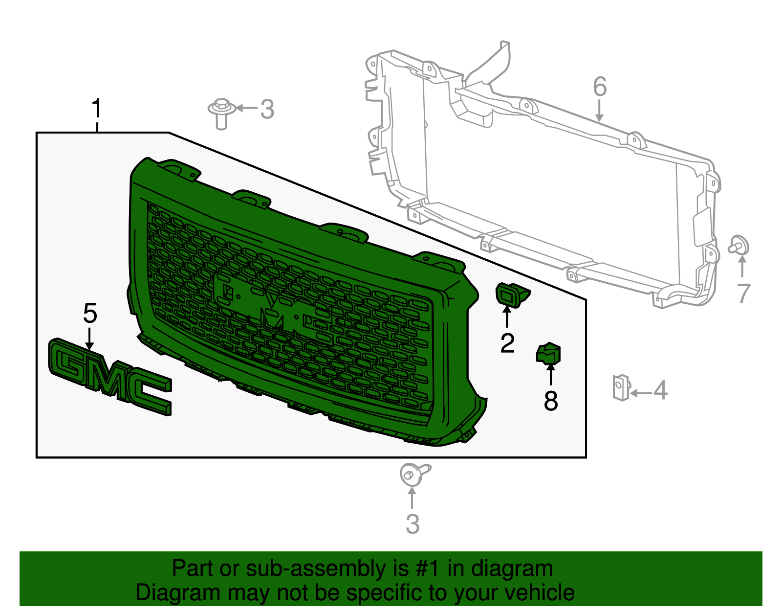2014-2015 GMC Sierra 1500 Galvano Silver Front Grille with GMC Emblem ...