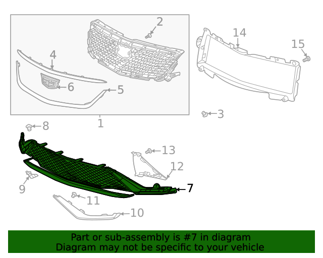 2020-2024 Cadillac CT4 Front Lower Grille 84636638 GM | GMPartsDirect.com