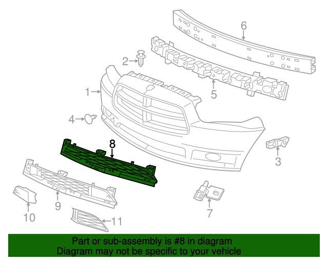 2011-2014 Dodge Charger Grille 68092605AA | TascaParts.com
