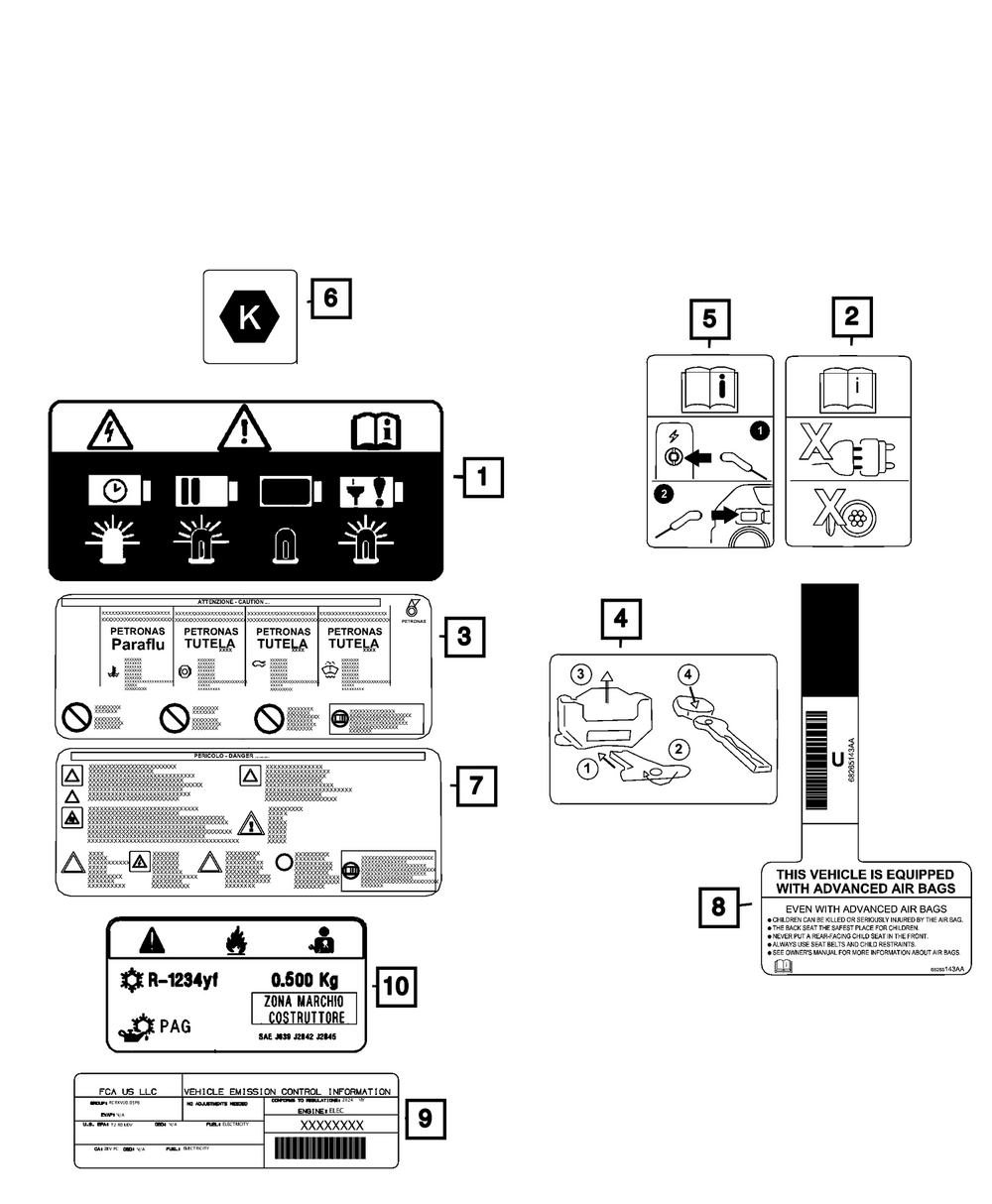 2024 Fiat 500E Air Conditioning System Label 68729844AA | Mopar eStore