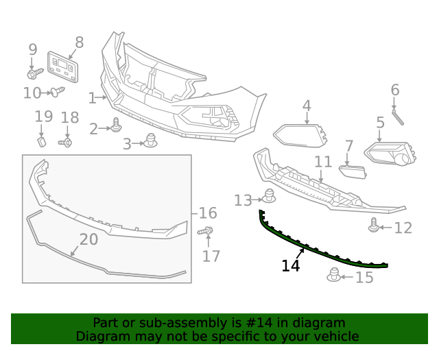 2017-2019 Honda Civic Lower Deflector 71110-TGH-A00 | Honda Factory Parts