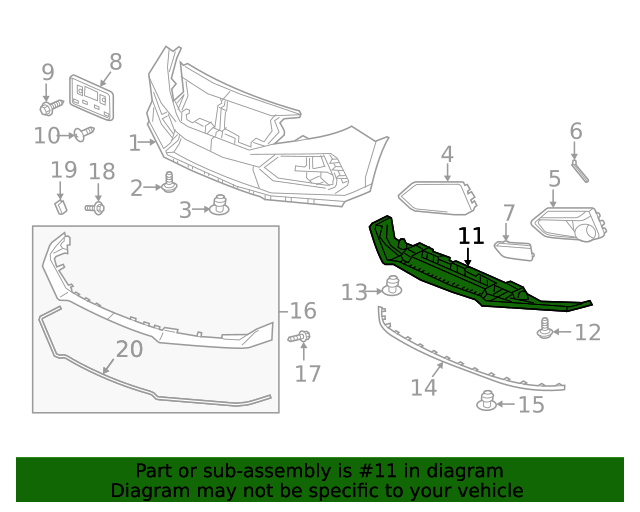 71105-TGH-A00 - Plate Front Bumper (Lower) - 2017-2020 Honda Civic ...