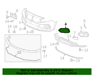 2017-2019 Honda Civic Garnish, R Front Bumper Side 71103-TGH-A00 ...