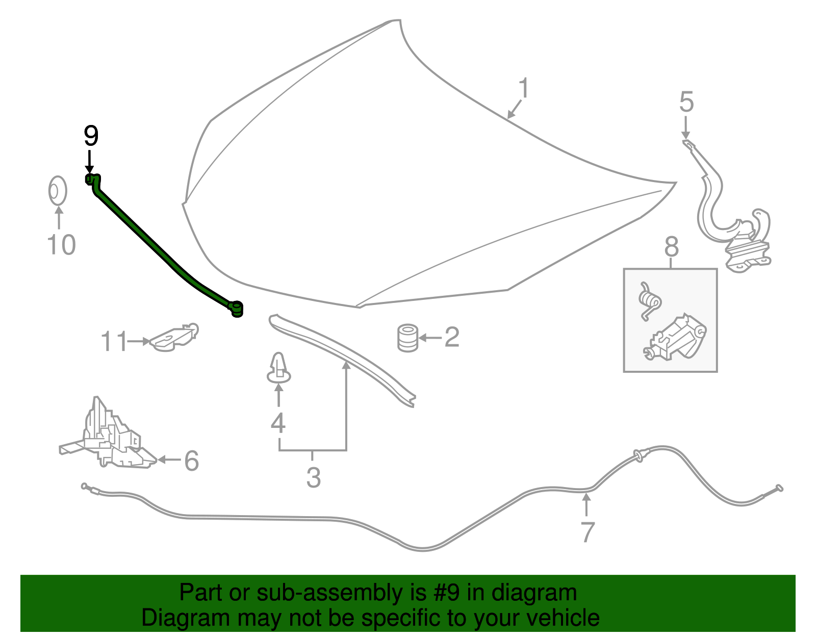 Genuine Toyota Corolla Hood Support Rod 53440-02170 | Frontier Toyota