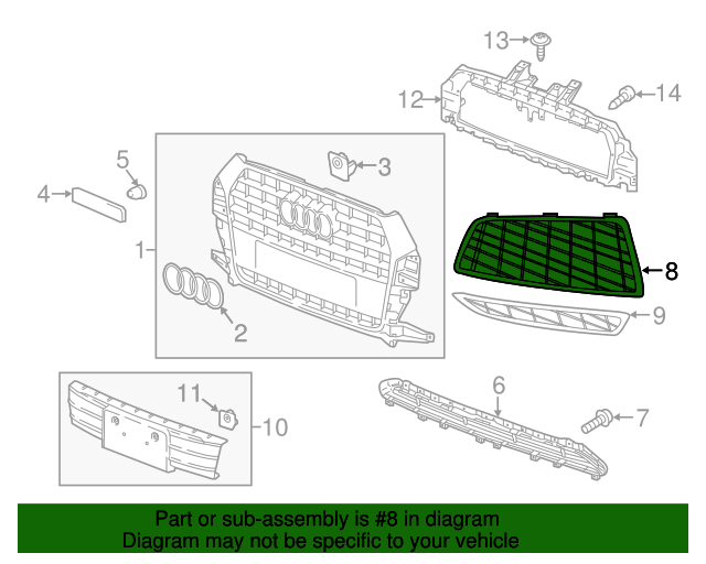 8U0-807-681-T-T94 - Outer Grille 2018 Audi | Audi OEM Parts