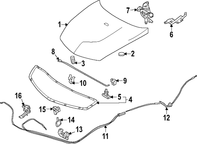2023-2024 Nissan Z Hinge 65401-6GP0A | Team Nissan Inc.