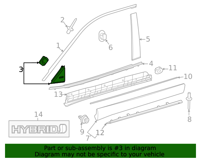 67495-0E010 - Corner Trim - 2020-2021 Toyota Highlander | OEM Genuine ...