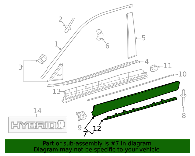 2020-2021 Toyota Highlander Inner Molding 75736-0E020 | Toyota Parts Center