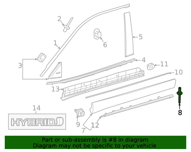 90269-04054 - Outer Molding Rivet - 2003-2023 Toyota | OEM Genuine ...