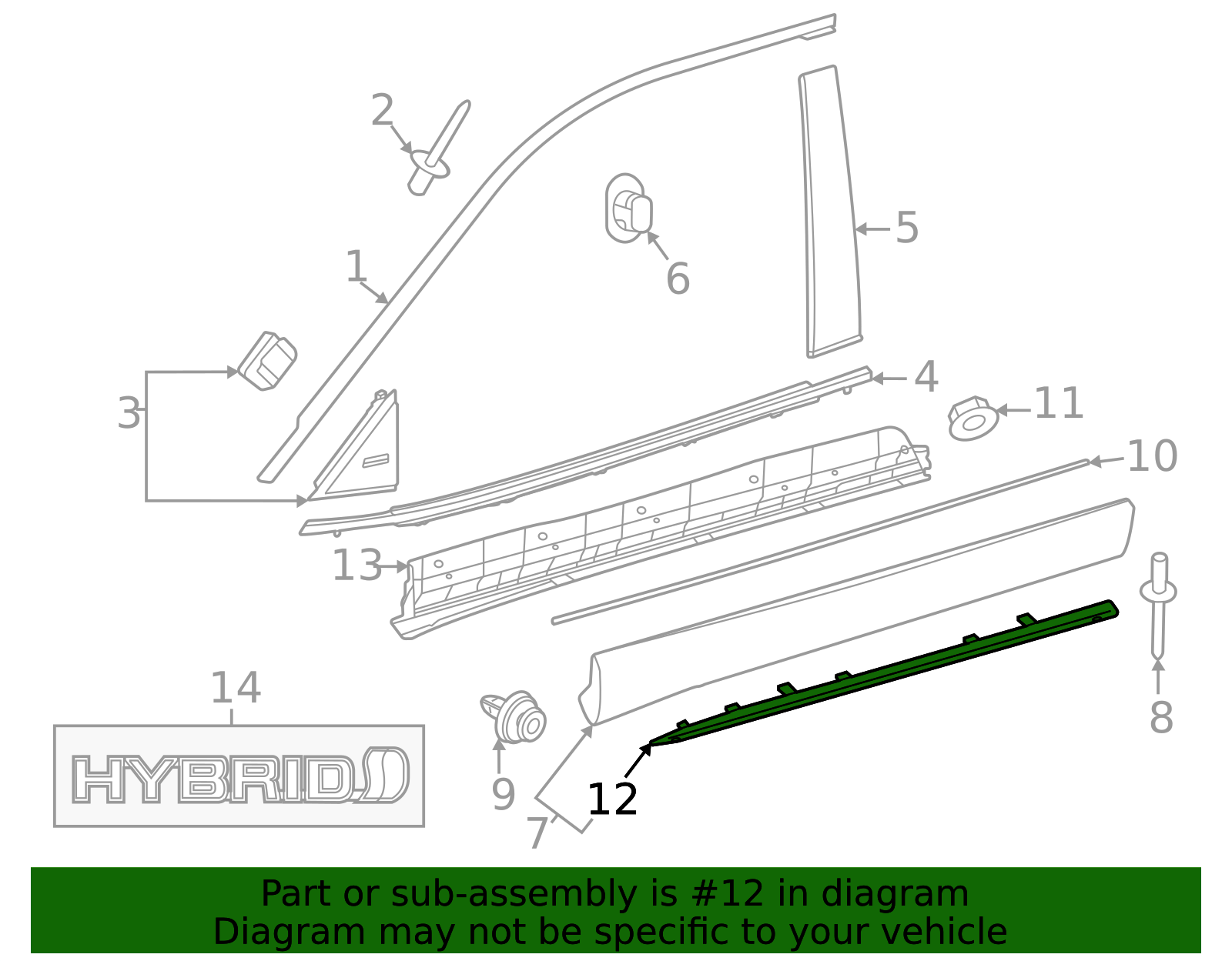 2021-2024 Toyota Highlander Finish Molding 75733-0E040 | Toyota San ...