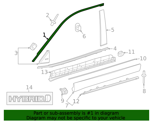 75753-0E050 - Frame Molding - 2020-2023 Toyota Highlander | OEM Genuine ...
