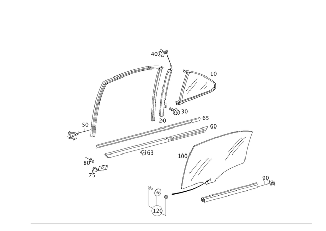 203-735-02-25 - Window Guide Rail 2001-2007 Mercedes-Benz | Mercedes ...