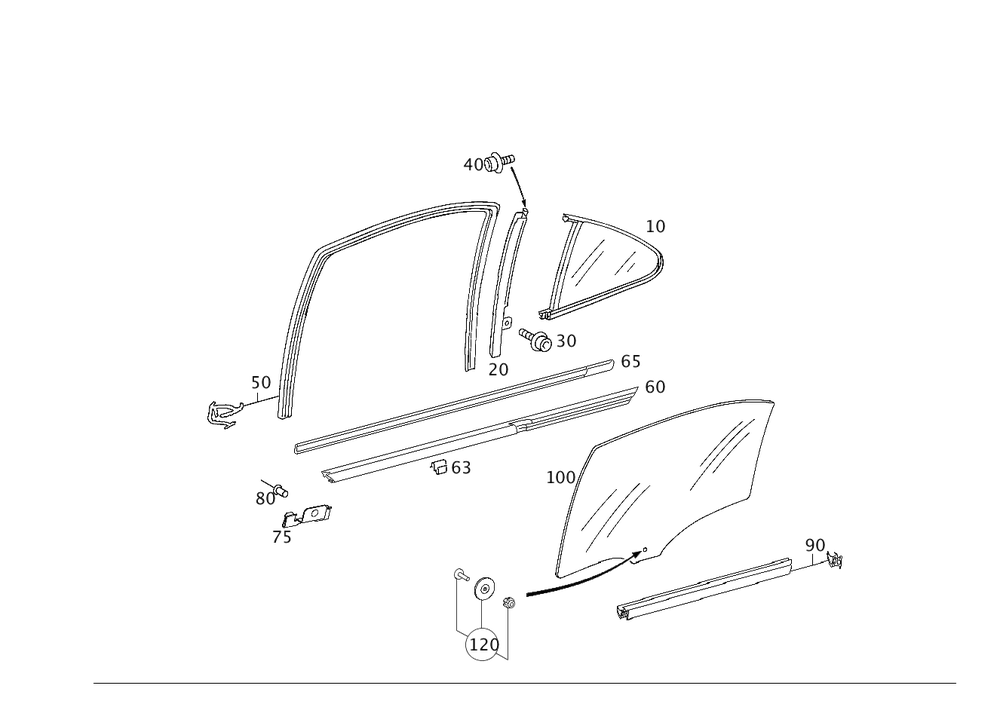2002-2007 Mercedes-Benz Window Guide Rail 203-735-02-25 | MB OEM Parts