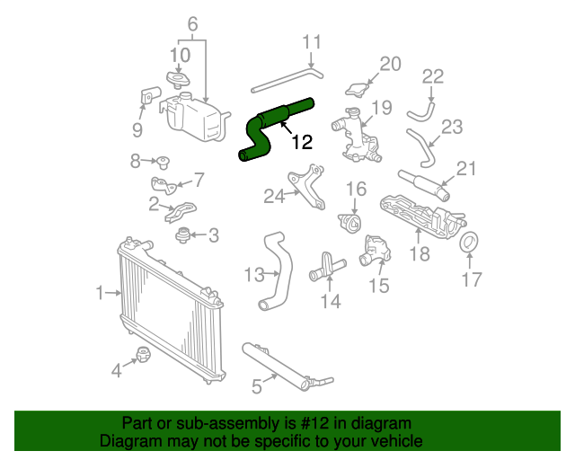 1995-2003 Toyota Upper Hose 16571-20020 | Toyota Parts Delivered