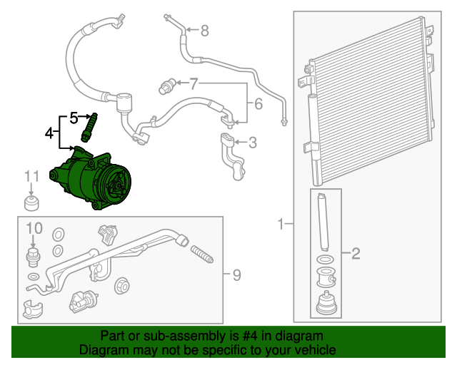 2017-2022 GM Air Conditioning Compressor Kit with Pressure Valve, Stud ...