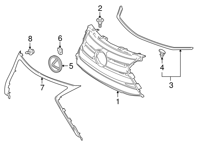 53121-78050 - Grille Molding 2015-2017 Lexus | AutoNationParts.com