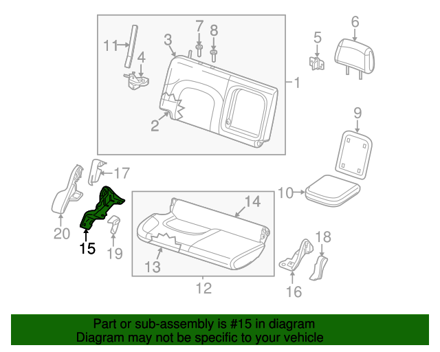 88401-EA510 - Seat Back Recliner Adjustment Mechanism 2005-2021 Nissan Frontier | Nissan Parts ...