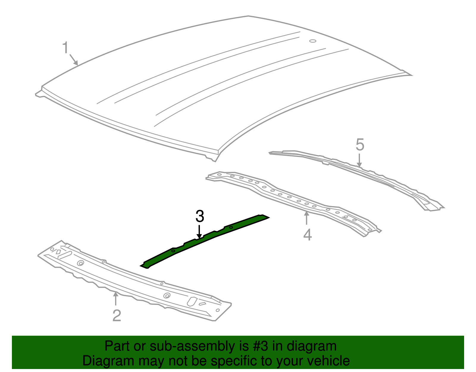 23156595 - Roof Panel Inner Bow 2016-2024 Chevrolet Camaro | Gateway ...