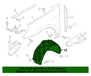 2011-2018 Porsche Cayenne Fender Splash Shield 958-504-961-04 | Sunset Porsche Parts