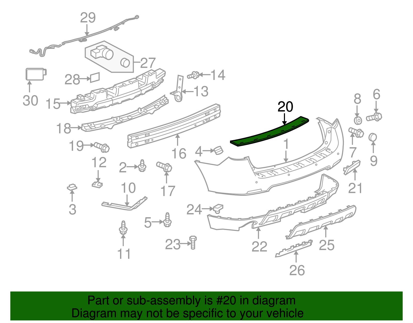 2016-2017 Chevrolet Equinox Rear Bumper Step Pad 23477054 GM ...