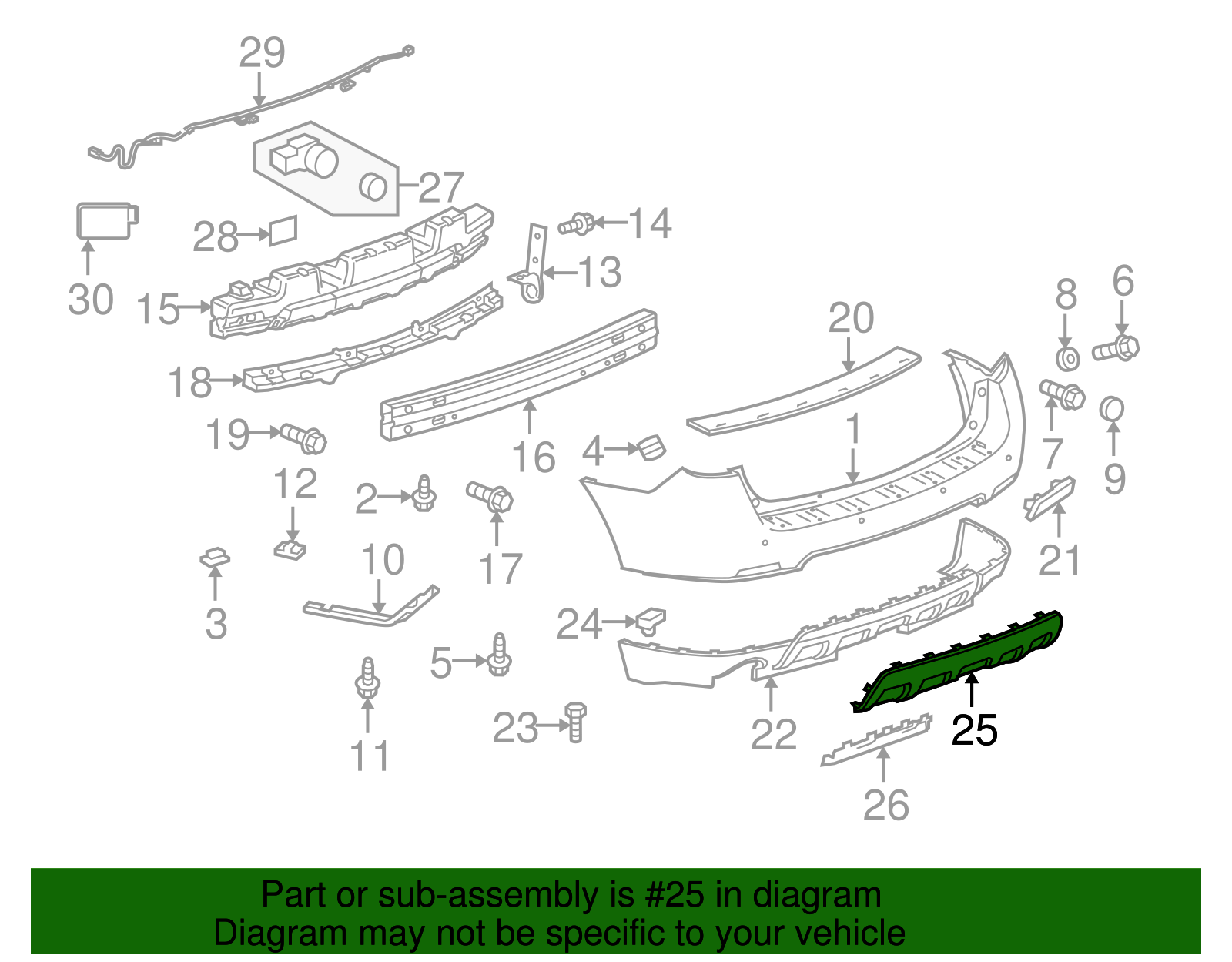 2010-2015 Chevrolet Equinox Bright Chrome Rear Bumper Fascia Molding ...