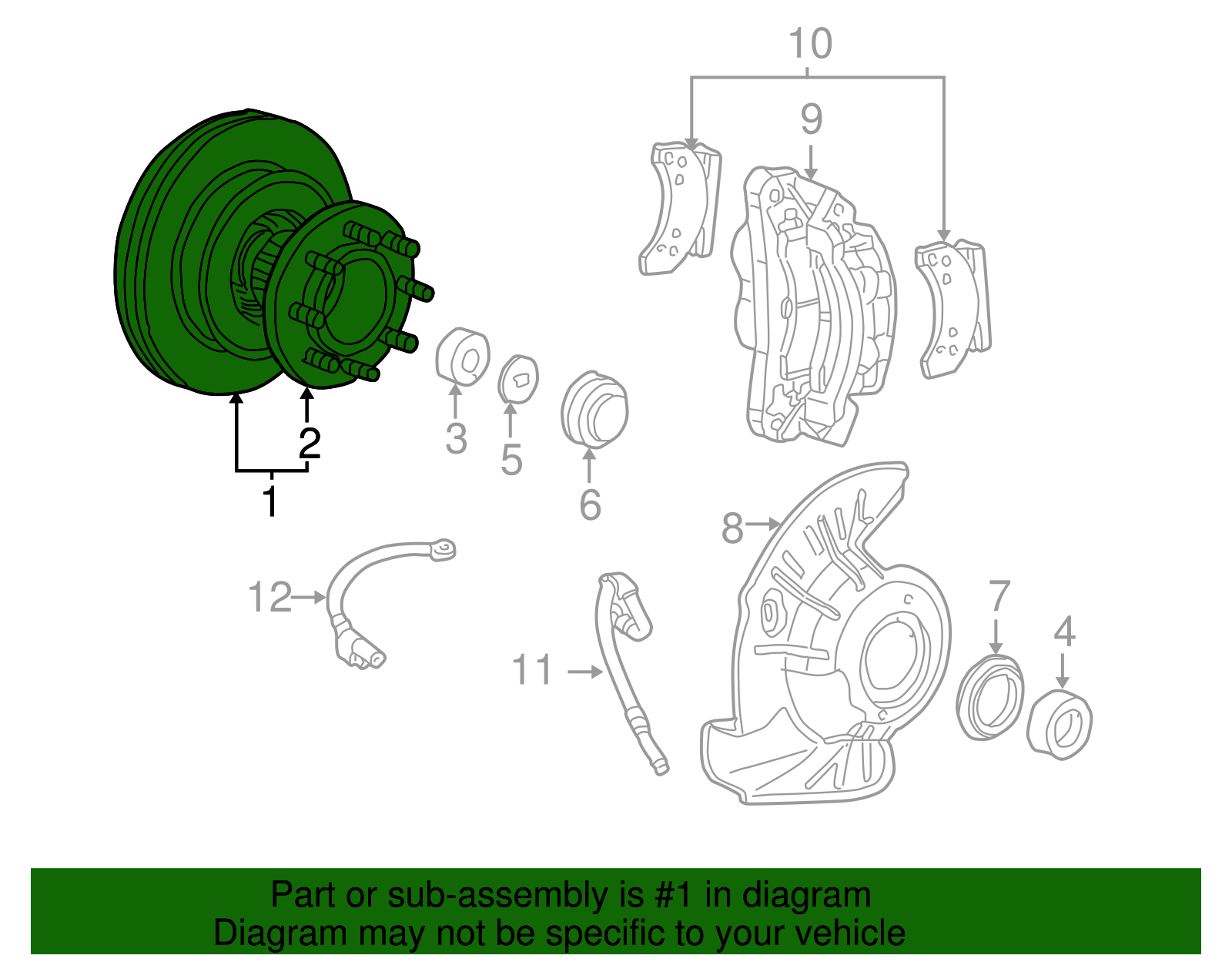 Genuine OEM Ford Part - Hub And Disc Assembly 5U2Z-1V102-G | Genuine ...
