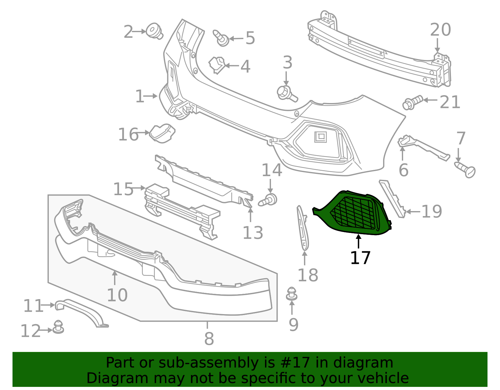 71518-TGH-A50ZB - Garnish Assembly L Rear Bumper Side *R513* (Rallye ...