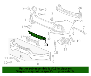 71507-TGH-A00 - 2017-2021 Honda Civic - Garnish Rear Bumper Center ...