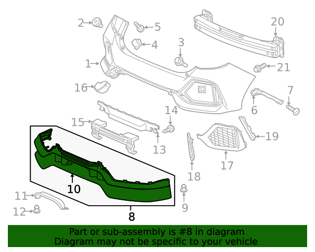 71502-TGH-A00 - Garnish Rear Bumper (Lower) - 2017-2020 Honda Civic ...
