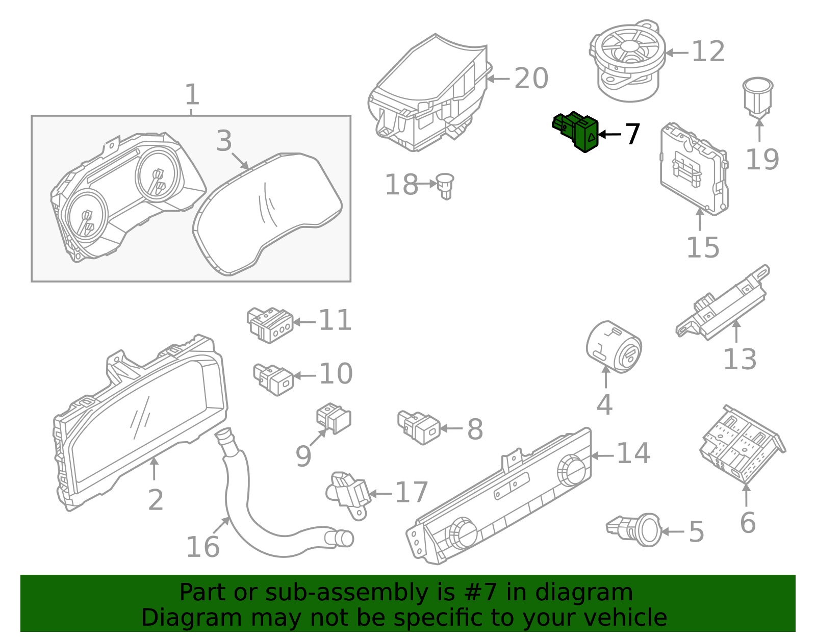 2021-2025 Nissan Rogue Hazard Switch 25290-6RF0A | Team Nissan Inc.