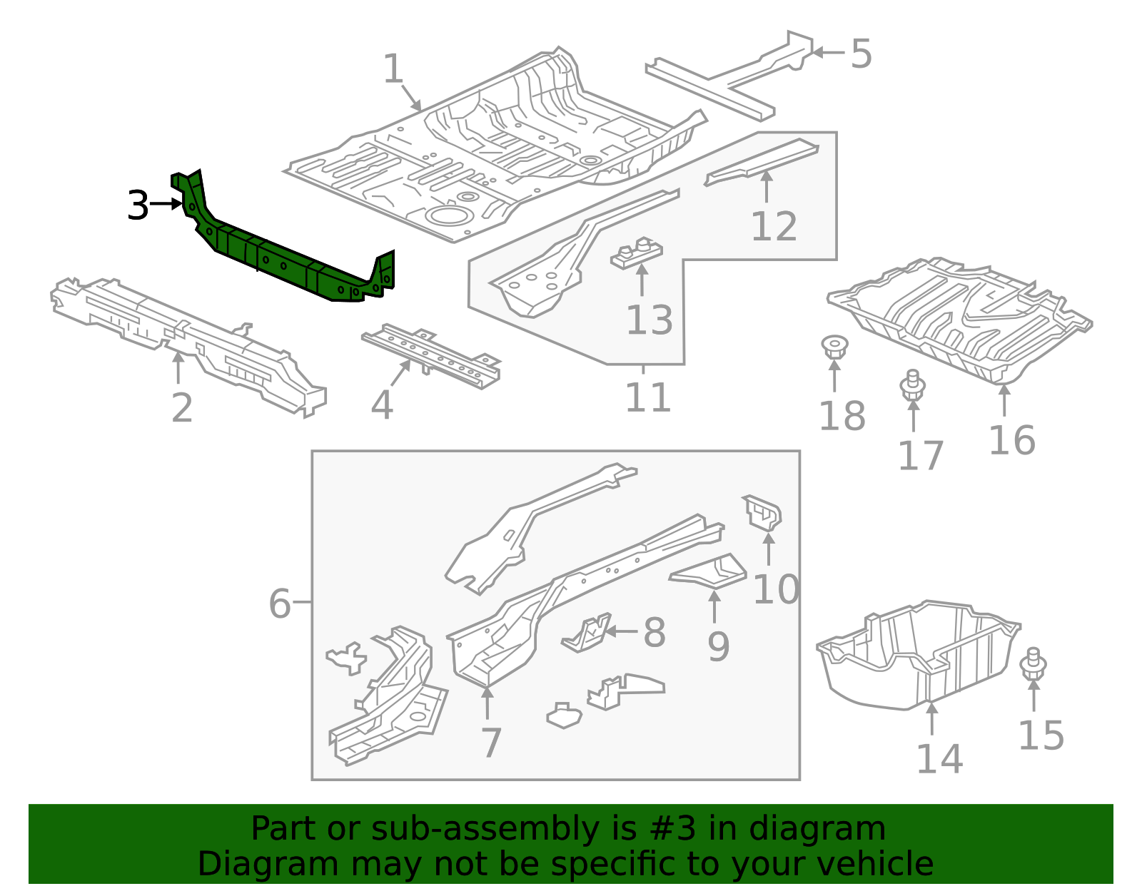 65530-TLA-A00ZZ - 2017-2022 Honda CR-V - Cross-Member Rear Floor (Upper ...