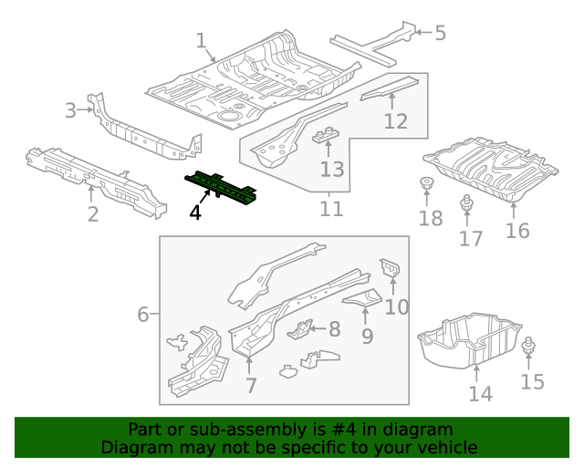 65750-TLA-A00ZZ - Cross-Member, Rear Floor 2017-2020 Honda CR-V | Honda ...