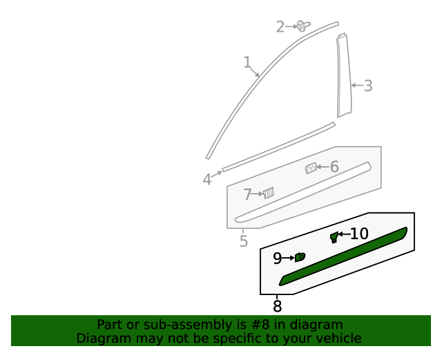2019-2021 Acura RDX Garnish Assembly, R Front Door (Lower) 75312-TJB ...