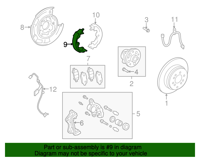 OEM 2004-2015 Toyota Park Brake Shoes Part # 46540-48010 | Modern ...