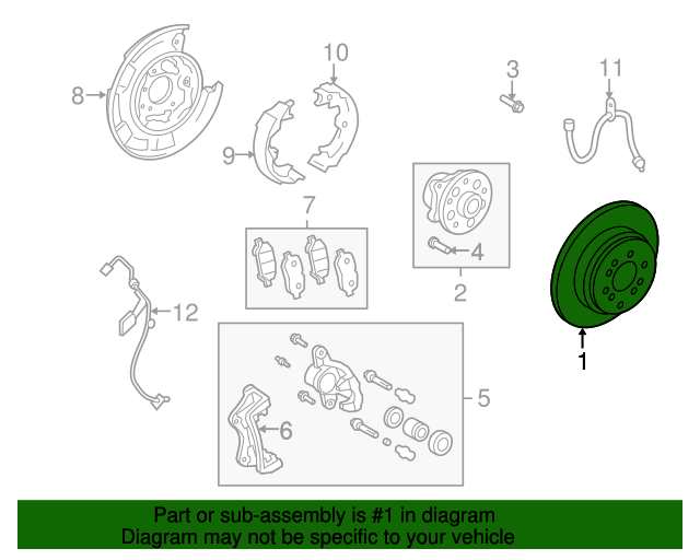 Genuine Toyota Disc Brake Rotor (Rear) part# 42431-0T010 for 2009-2015 ...