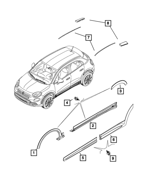Moldings and Ornamentation for 2021 Fiat 500X | Mopar Online Parts