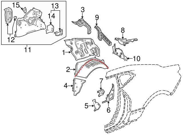 2016-2022 Chevrolet Camaro Driver Side Quarter Inner Panel 84768387 ...