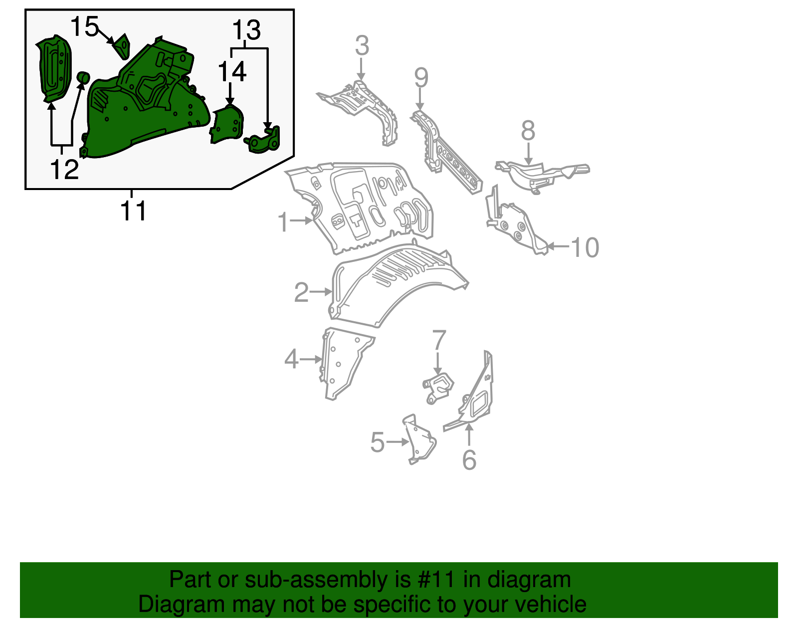 2016-2024 Chevrolet Camaro Rear Passenger Side Wheelhouse Inner Panel ...